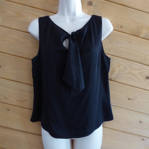 Carlisle | Tops | Carlisle Solid Black Silk Blend Keyhole Ties Front ...
